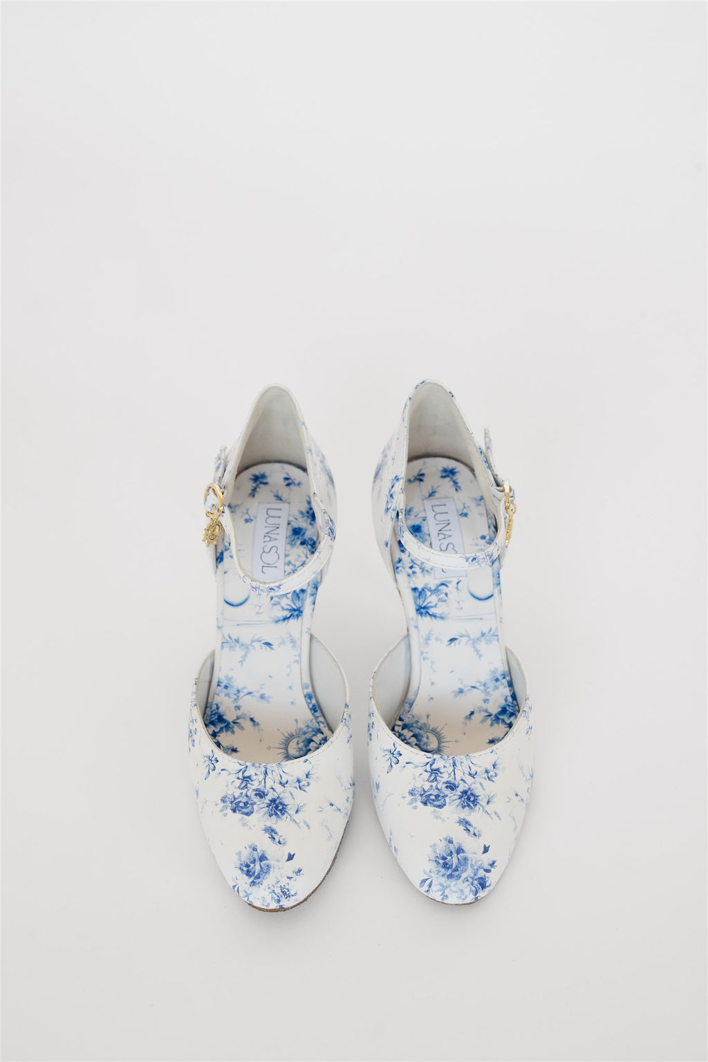 Blue & White Floral Ballroom Dance Shoes | Handmade Wedding Heels ...